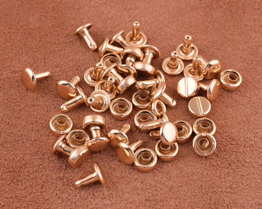 Light Gold Medium Rivets 7*9mm Metal Button Double Cap Rivets 30sets ...