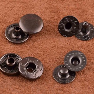 50 Sets Iron Snap Buttons Metal Rivets Black Snap Fasteners Press Stud ...