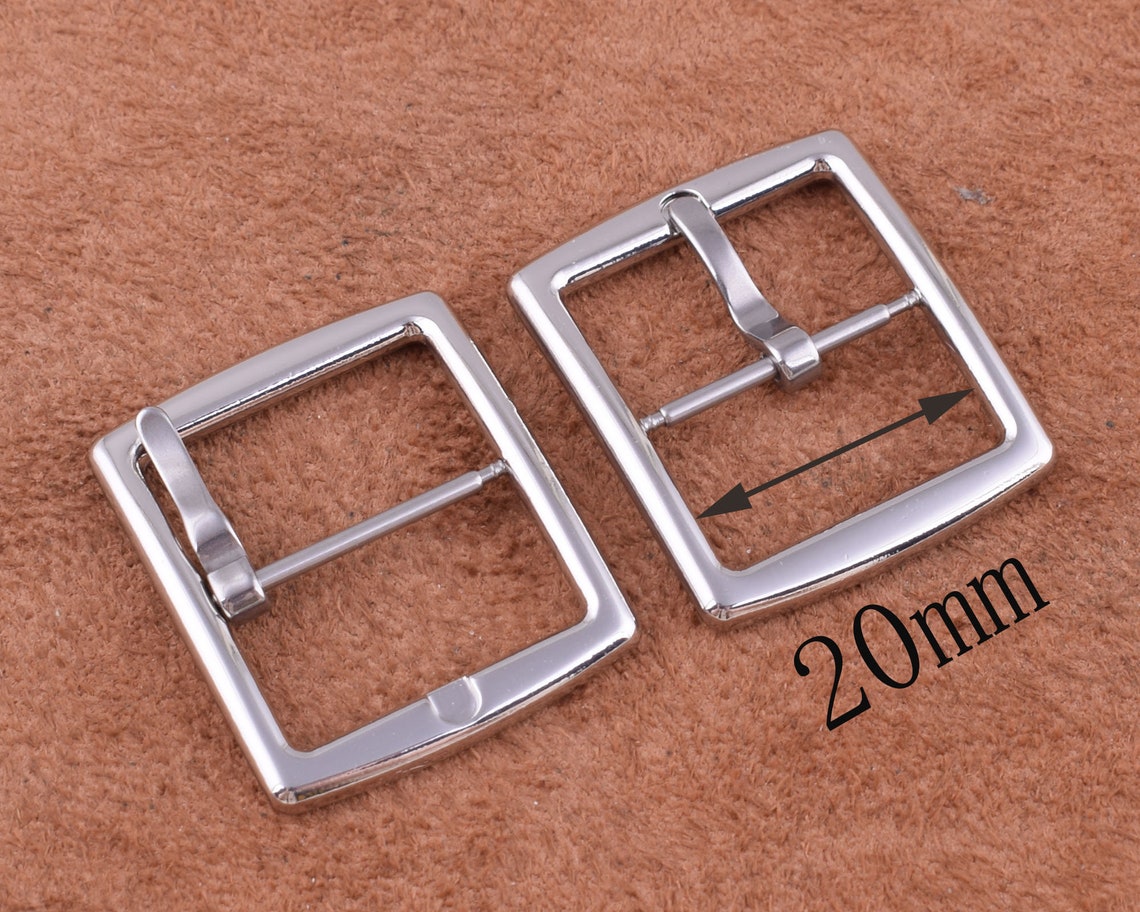 Silver Single Prong Belt Buckle Square Center Bar Buckles 20mm Purse ...