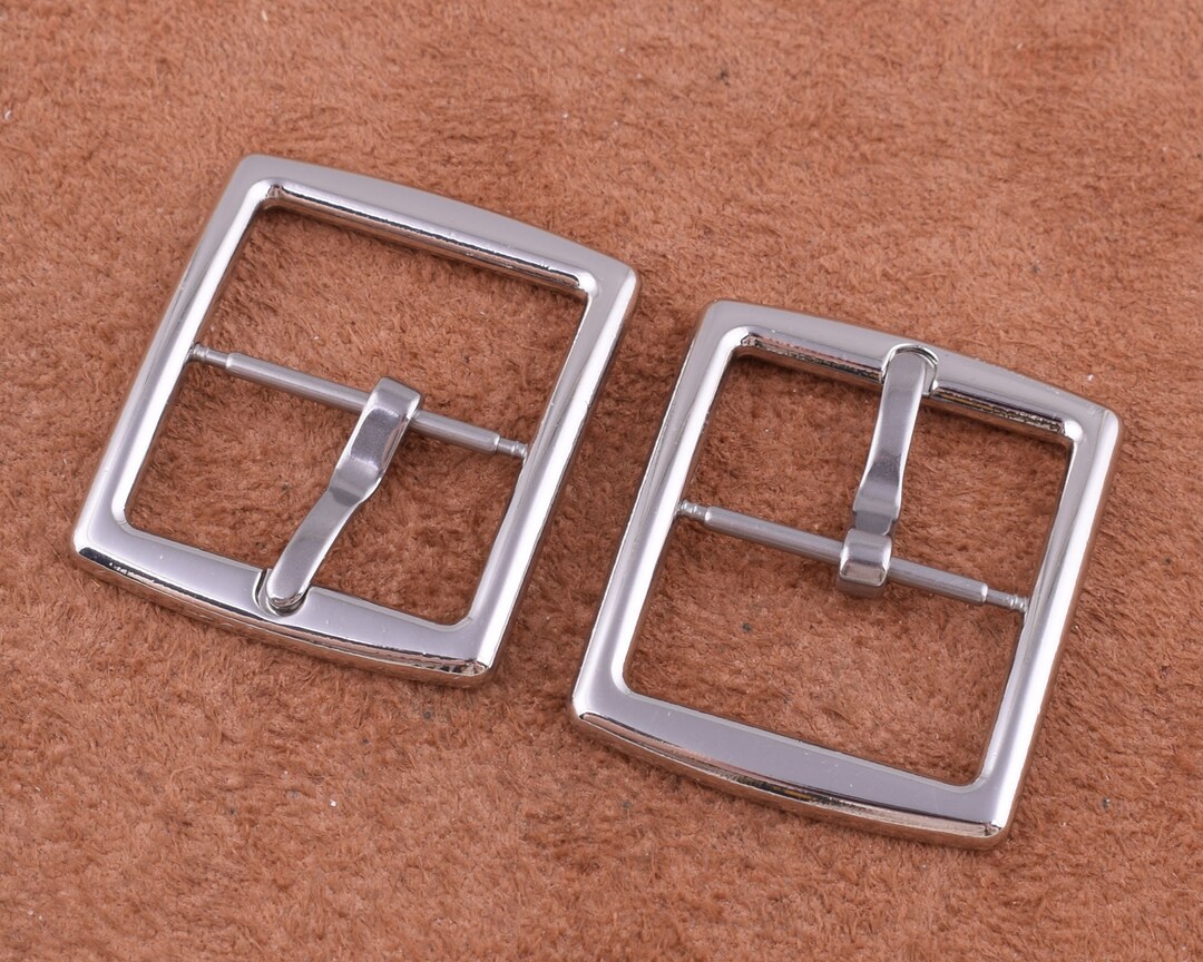 Silver Single Prong Belt Buckle Square Center Bar Buckles 20mm Purse ...