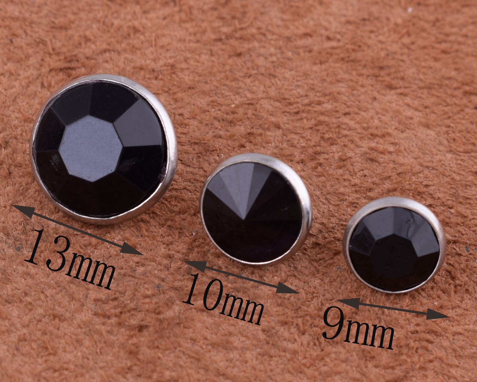 Glass Rhinestone Rivets Leather Rapid Rivets Black Double Cap - Etsy