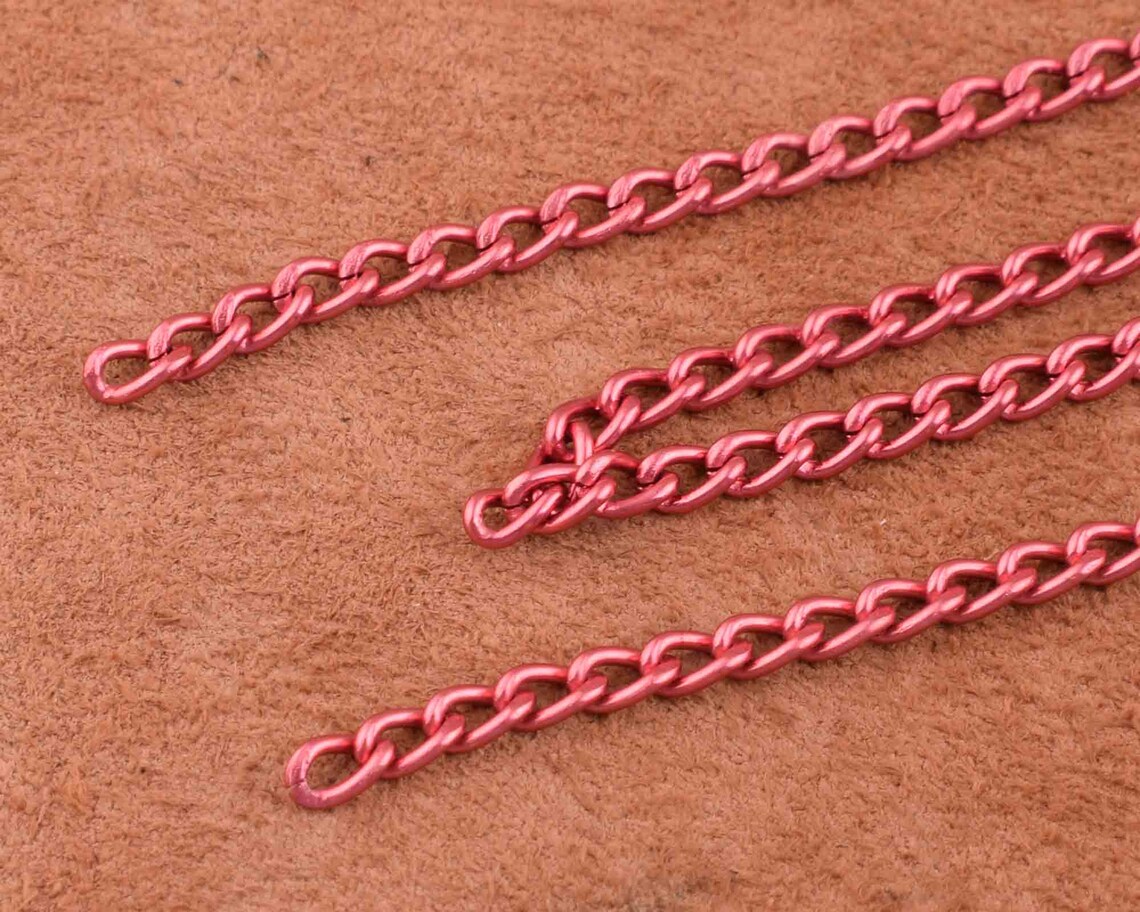 Pink Metal Chain 34 Inches Soldered Cable Chain,3*6mm Pink Nursing ...