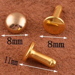 100 Round Metal Flat Rivets Gold Bag Fixation Leather Goods Small Rapid ...