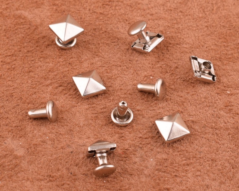 Silver Pyramid Rapid Rivetpyramid Square Rivet Studs7mm Glam - Etsy