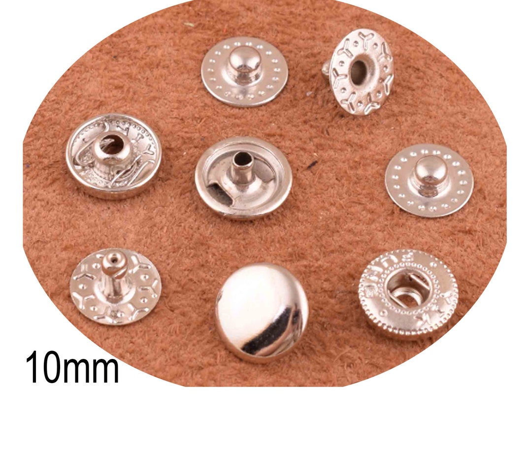 10mm 12mm Silver Snap Button Set Round Buttons Snaps Popper Metal ...