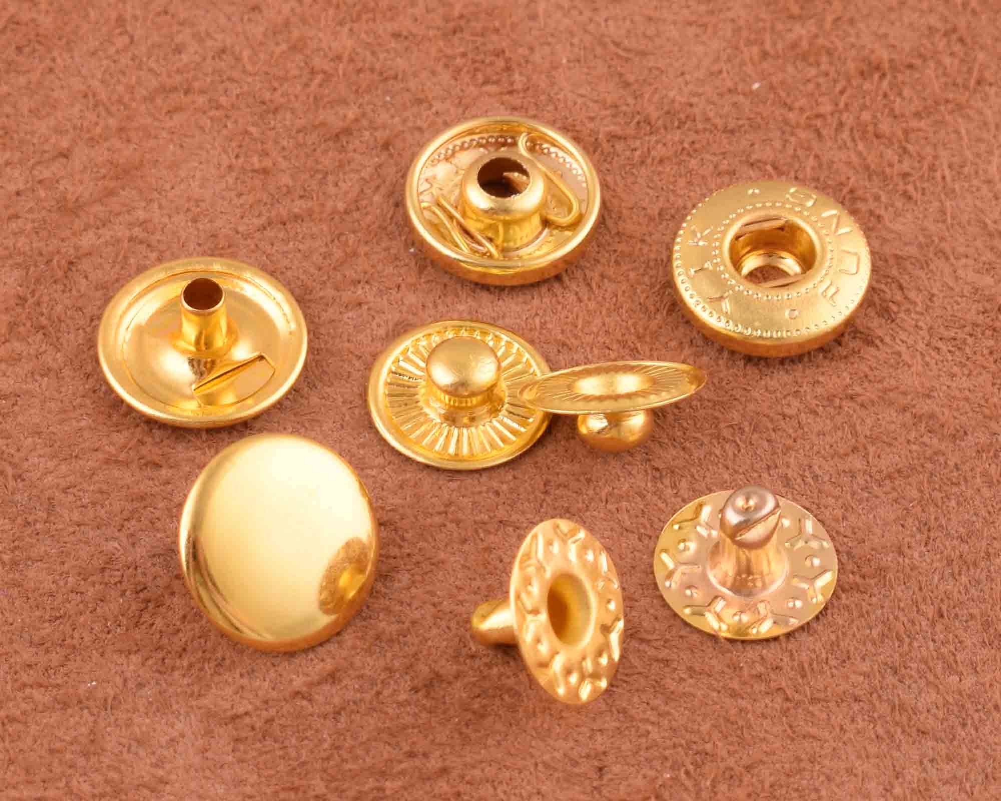 Metal snap buttons50 sets iron gold round Snap | Etsy