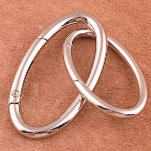 Metal Oval Snap Hook Carabiner O Round Ring Silver Alloy Carabiner 4 ...