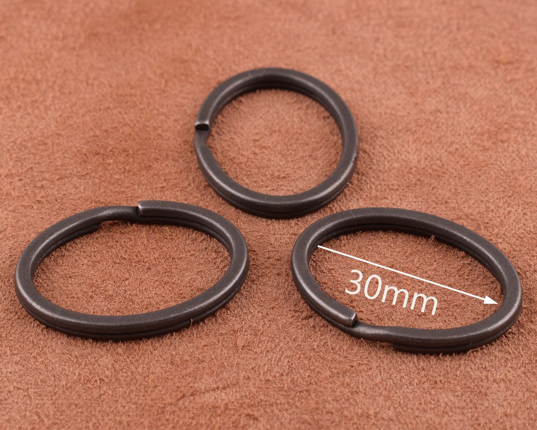 20 Pcs 30mm Oval Key Rings Solid Black Nickel Round Flat Split Key Ring ...