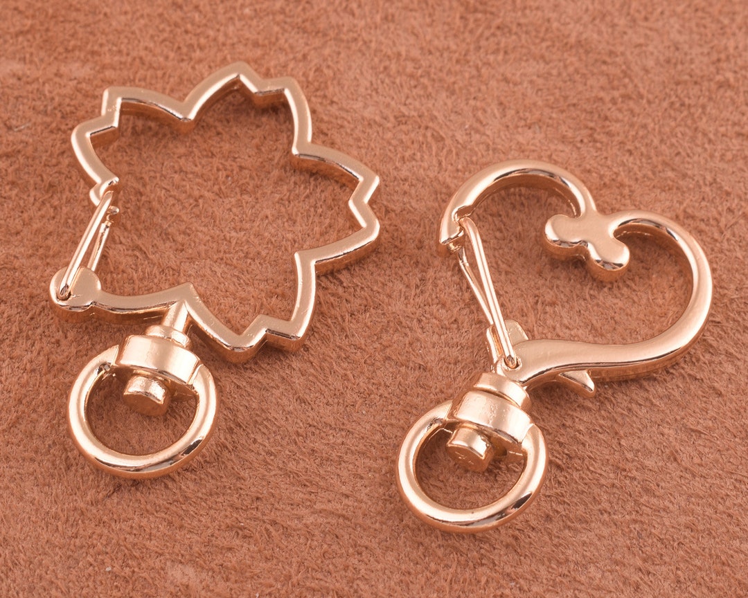 6 PCS - Light Gold Heart/flower Key Rings, Heart/flower Key Chains ...