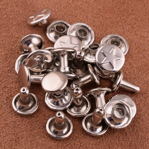 9*9.5mm Silver Rivets Pentacle Rivet 50sets Metal Button Double Capped ...