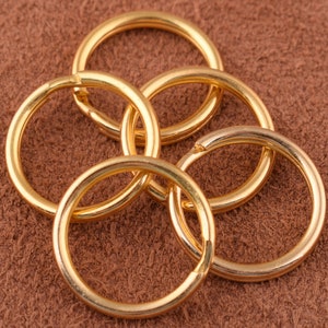15 Mm Light Gold Key Rings,great for Key Rings,solid Brass Round Flat ...