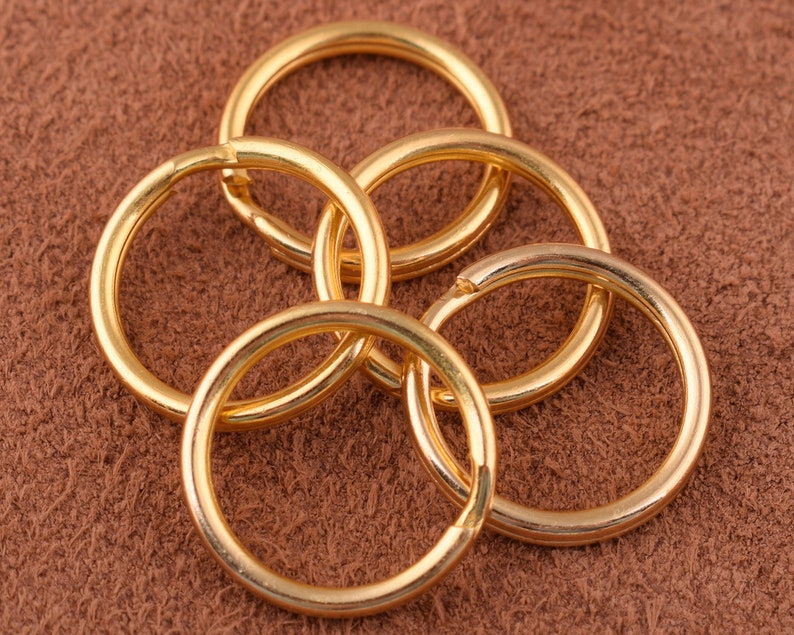 15 Mm Light Gold Key Rings,great for Key Rings,solid Brass Round Flat ...