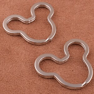 Mickey Mouse Shaped Key Ring,8pcs *38mm Silver Cute Key Fob Ring Metal ...