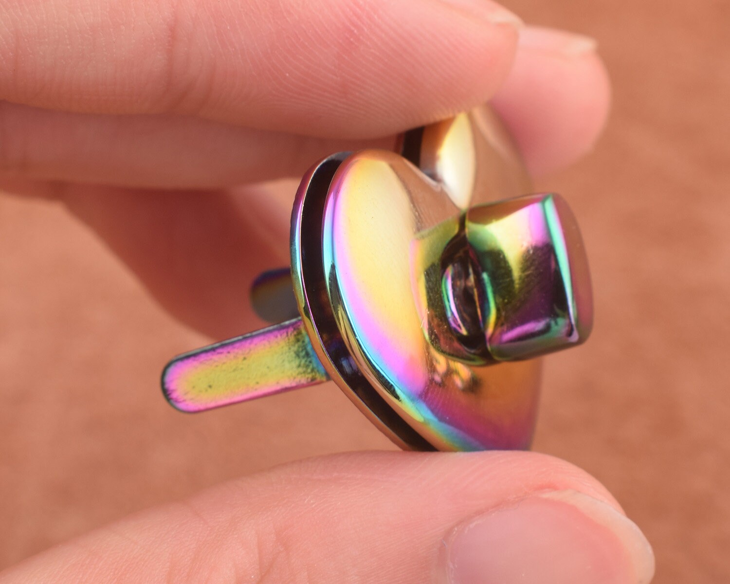Rainbow Finish Twist Lock Heart Shape Iridescent Twist Lock - Etsy