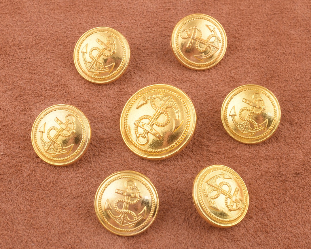6 Pieces Gold Metal Buttons ,18/23mm Retro Symbol Buttons, Round Coat ...