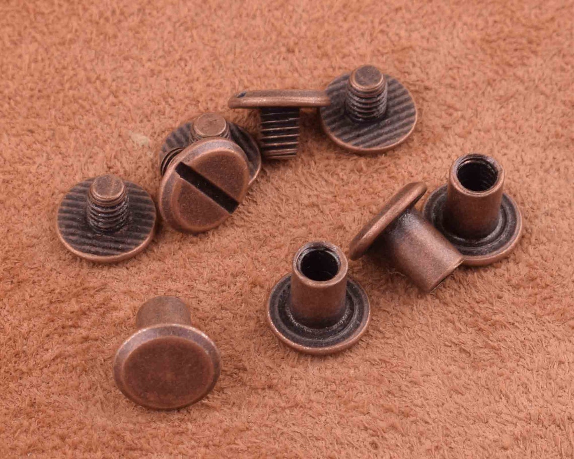 Antique Copper Screw Rivet 30 Sets Screw Stud Purse Feet Screw - Etsy
