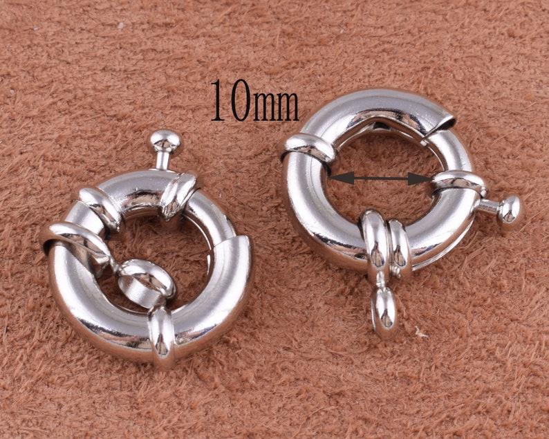 20pcs Spring Ring Clasp Round Clasp Silver Bolt Clasps,10mm Necklace ...