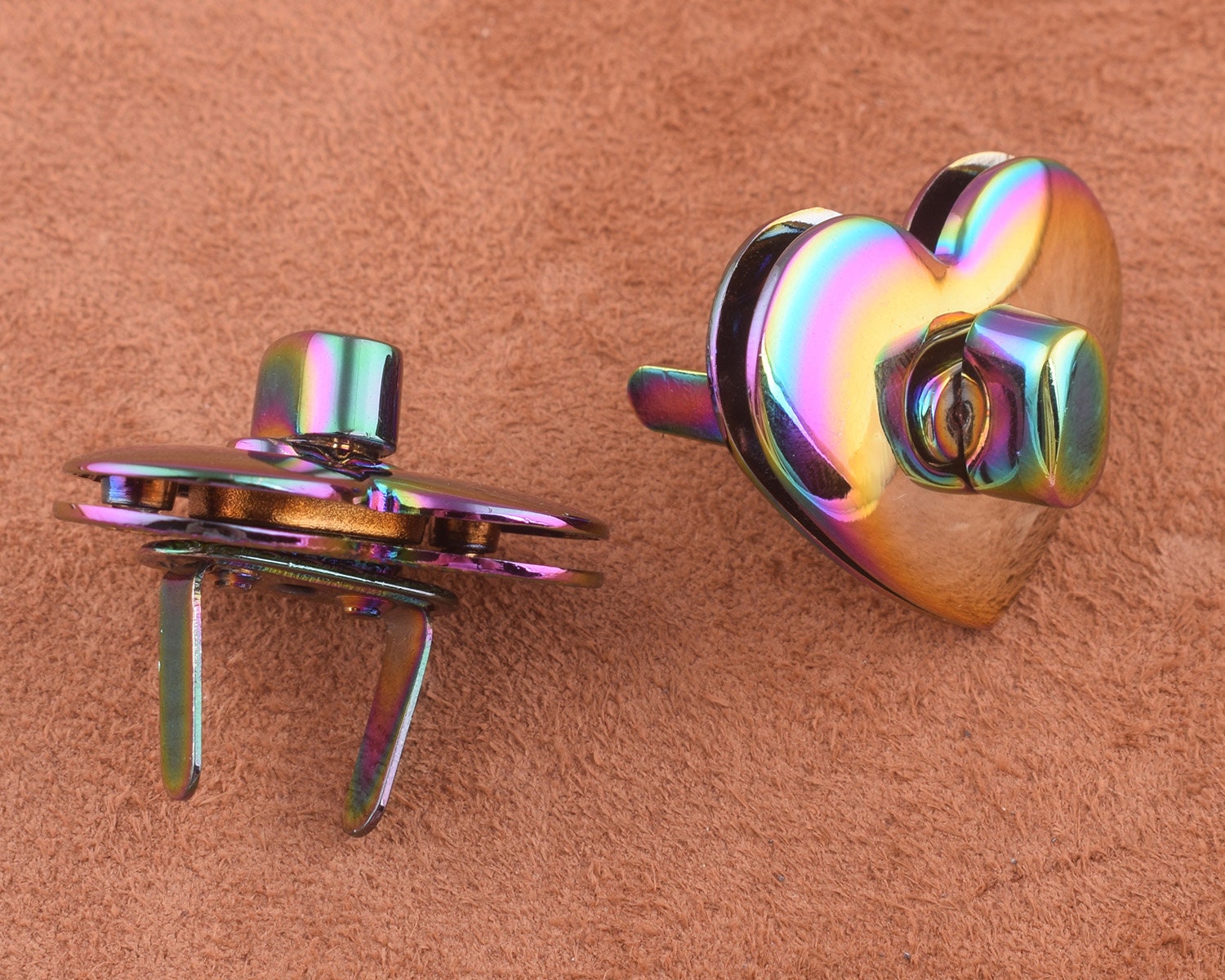 Rainbow Finish Twist Lock Heart Shape Iridescent Twist Lock - Etsy