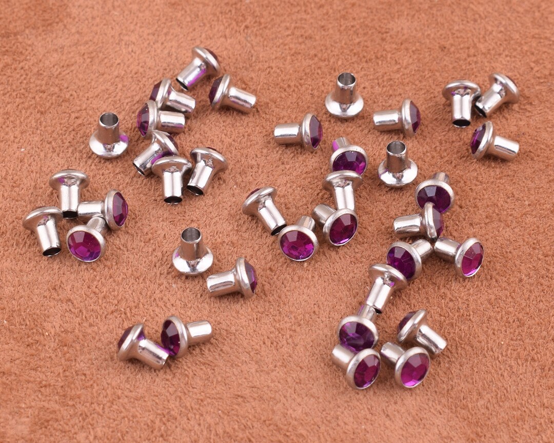 Crystal Rivets-7mm With Long Post -purple Hollow Rivets-leather & Metal ...