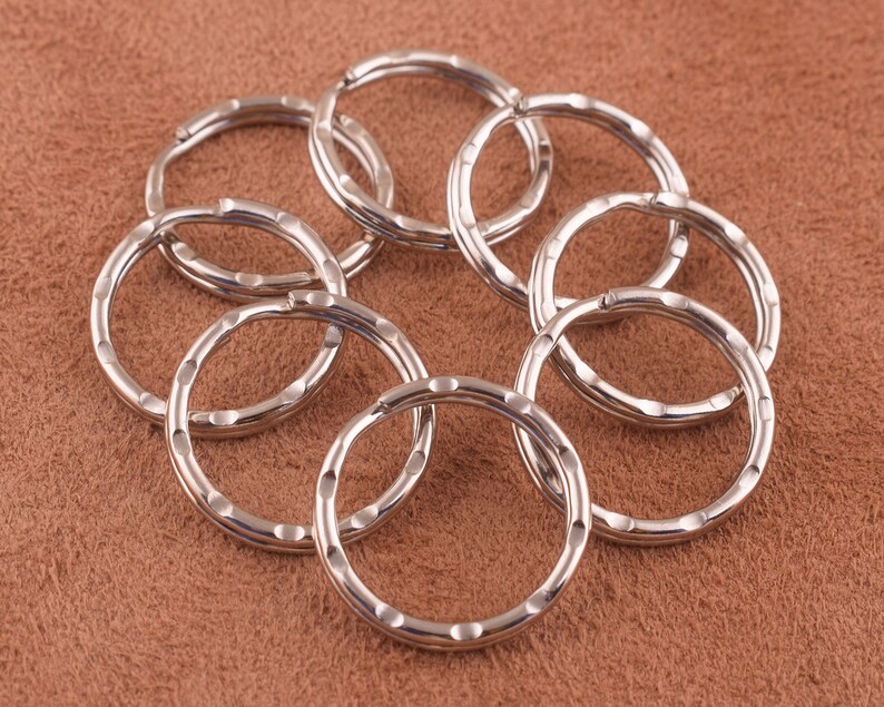 50pcs Iron Silver Key Ring Silver Ribbon Key Chain Round Split - Etsy