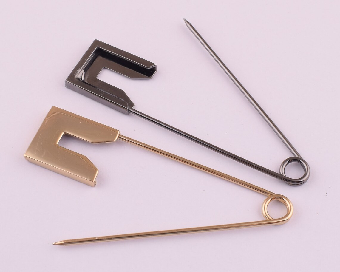 Jumbo Safety Pins 10 Pieces Light Gold/gunmetal Large Safety - Etsy