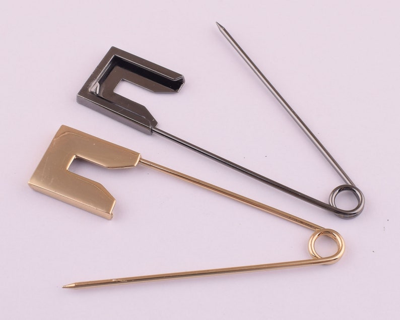 Jumbo Safety Pins 10 Pieces Light Gold/gunmetal Large Safety - Etsy