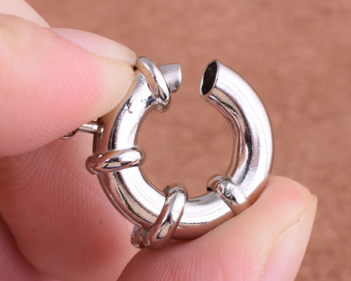 20pcs Spring Ring Clasp Round Clasp Silver Bolt Clasps,10mm Necklace ...