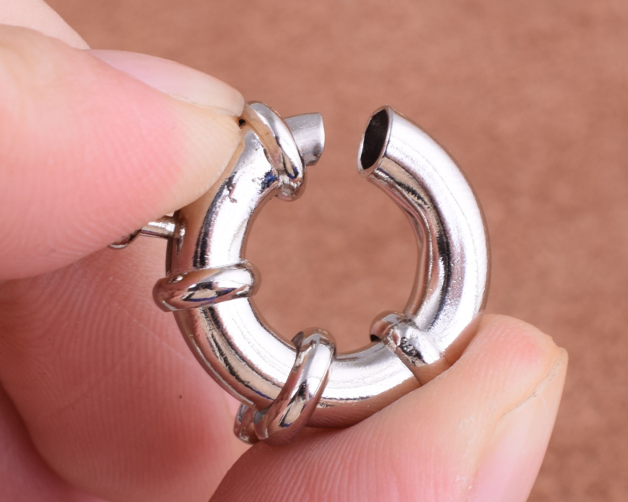 20pcs Spring Ring Clasp Round Clasp Silver Bolt Clasps,10mm Necklace ...