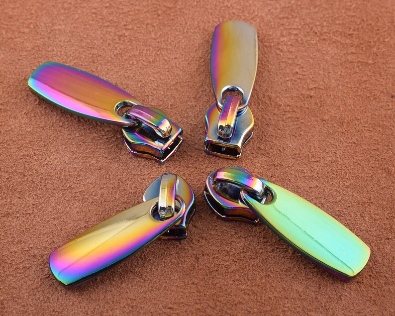 10 Pcs Size 5 Rainbow Zipper Head or Pendant 6pcs Leather Zip - Etsy