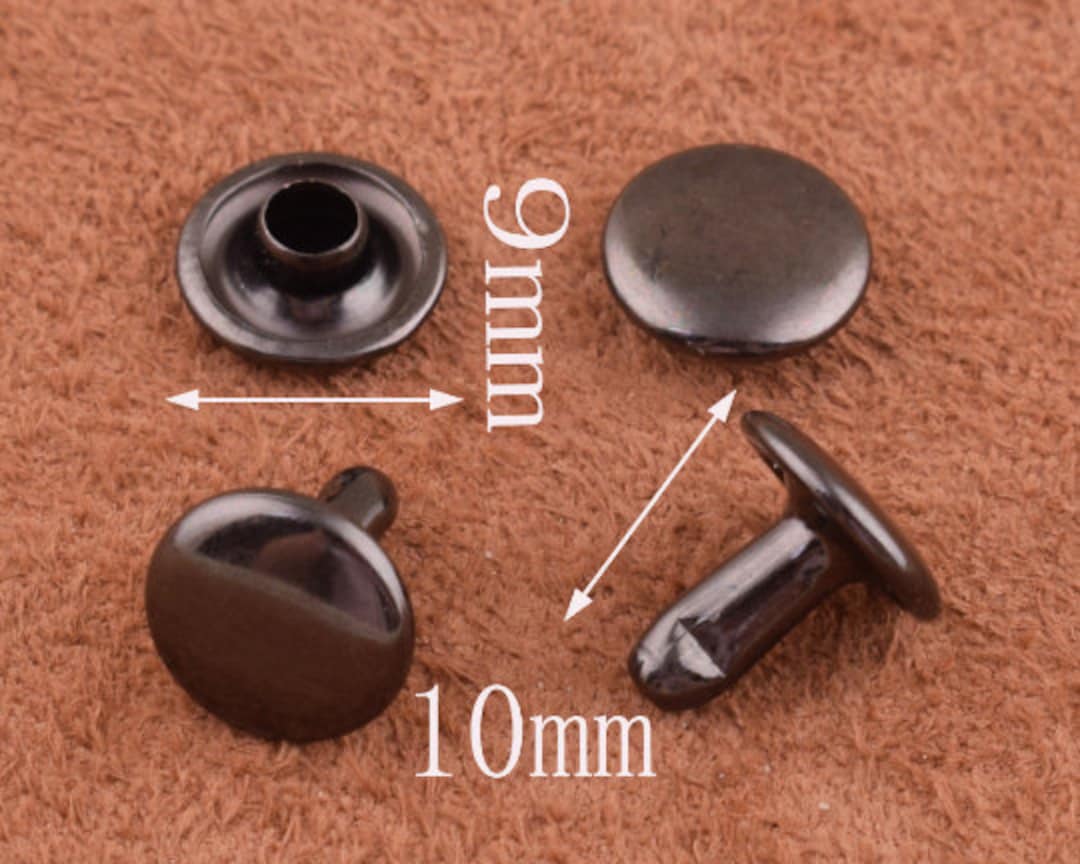100 Sets Double Cap Rivets, BLACK Stud Rapid Rivets Leather Craft ...