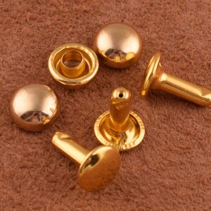 100 Round Metal Flat Rivets Gold Bag Fixation Leather Goods Small Rapid ...