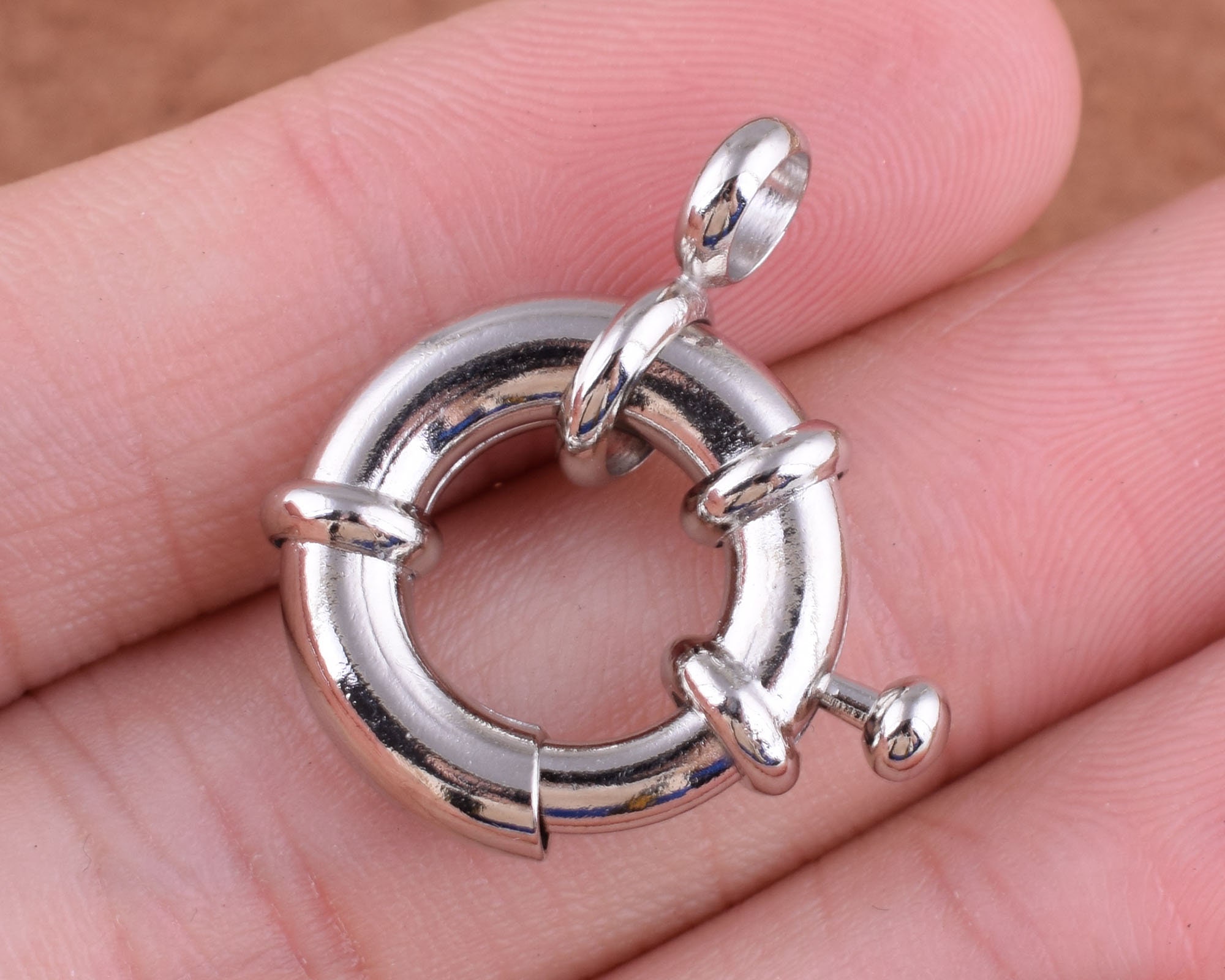 20pcs Spring Ring Clasp Round Clasp Silver Bolt Clasps,10mm Necklace ...