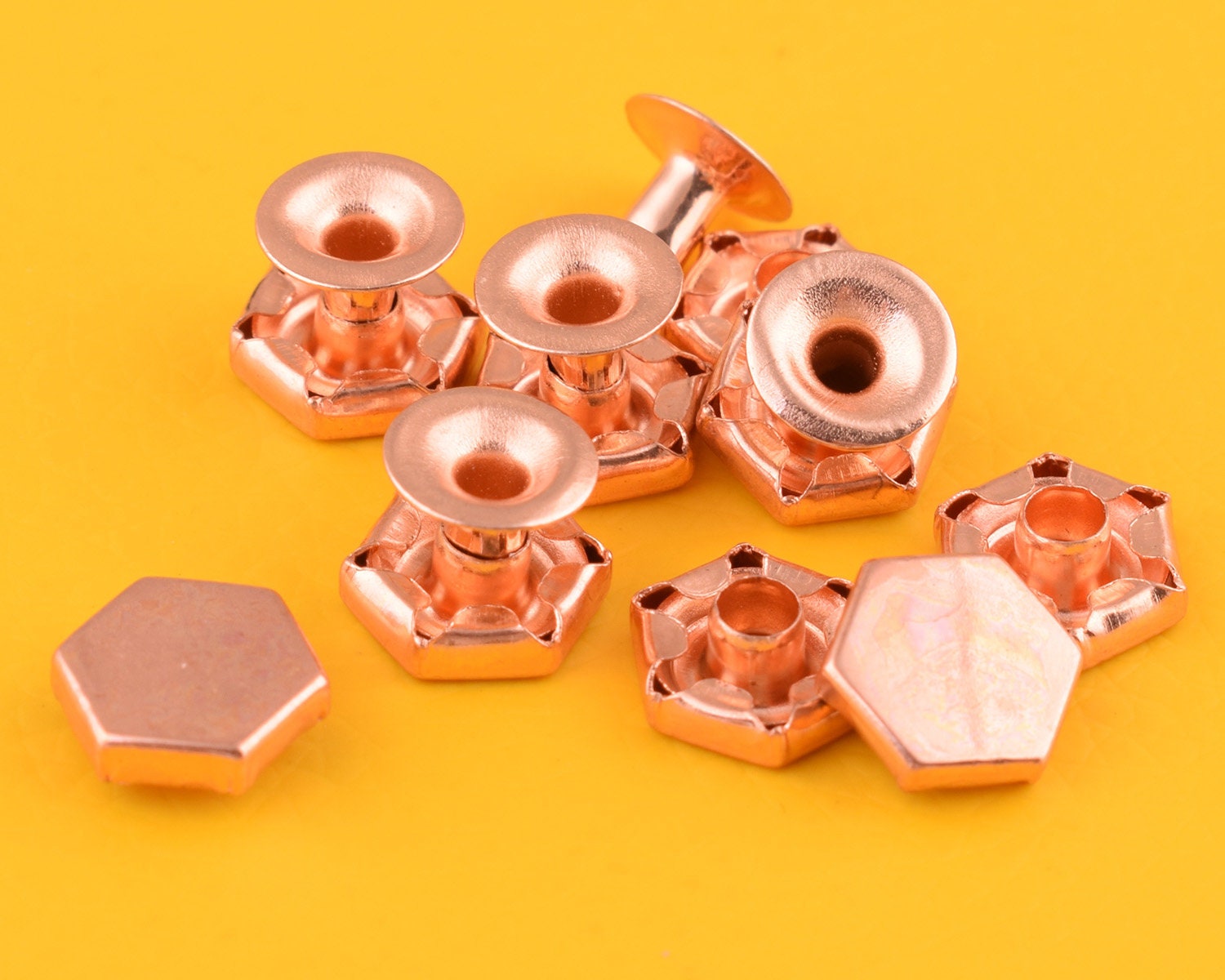 50sets-hexagon Metal Rivet for Leather Craft,rose Gold Rivets Conchos ...