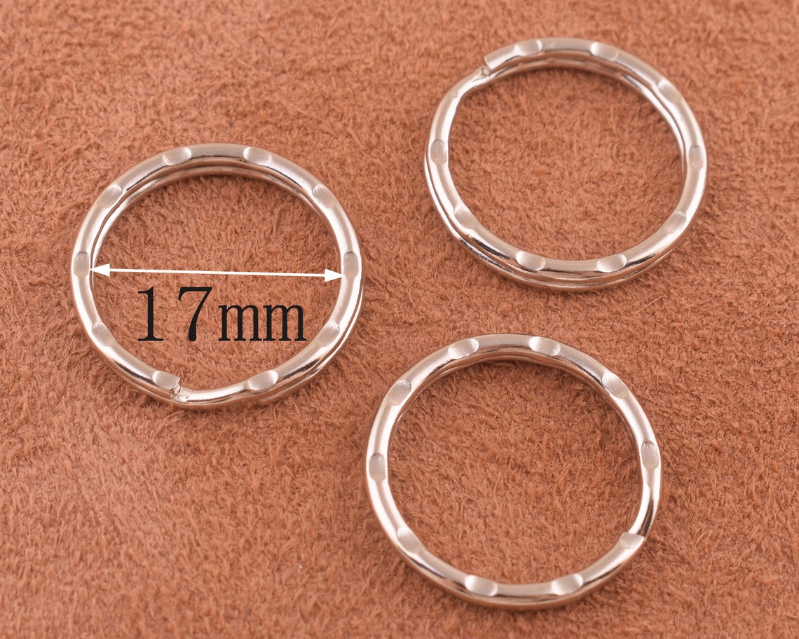 50pcs iron silver Key Ring Silver ribbon Key Chain Round Split | Etsy