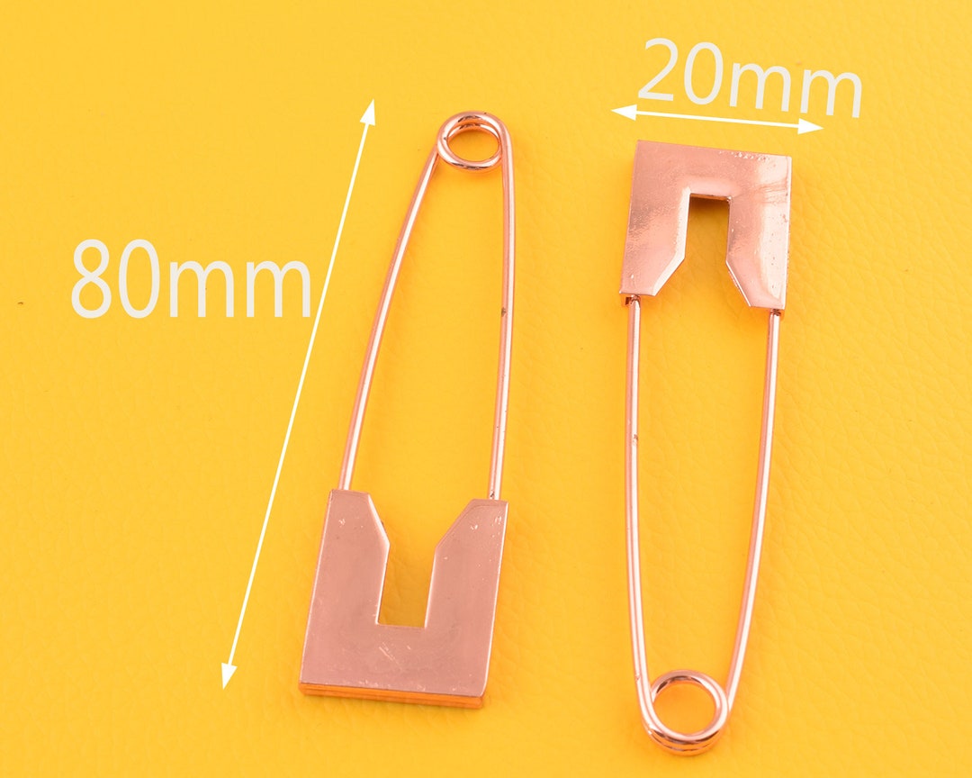 Rose Gold Coil Safety Pins 80*20mm Craft Plated Safety Pin Stitch ...