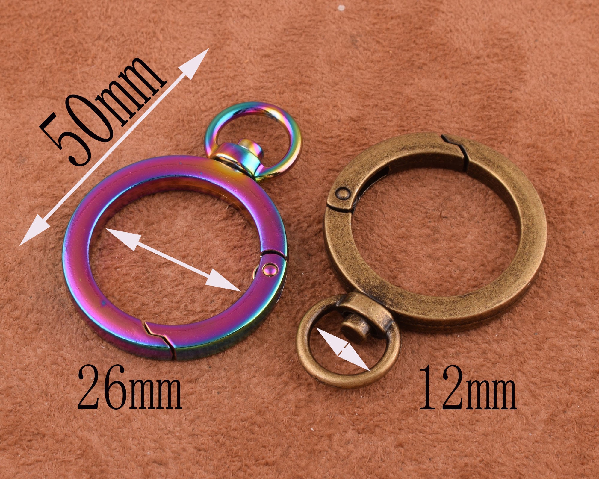 Round Ring Gate zinc alloy Spring Snap Hooks Gate Ring 8pcs | Etsy