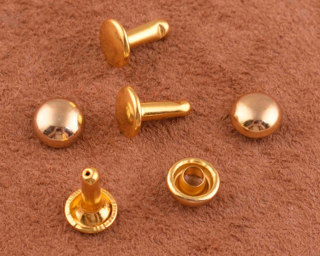 100 Round Metal Flat Rivets Gold Bag Fixation Leather Goods Small Rapid ...