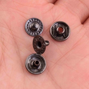 50 Sets Iron Snap Buttons Metal Rivets Black Snap Fasteners Press Stud ...
