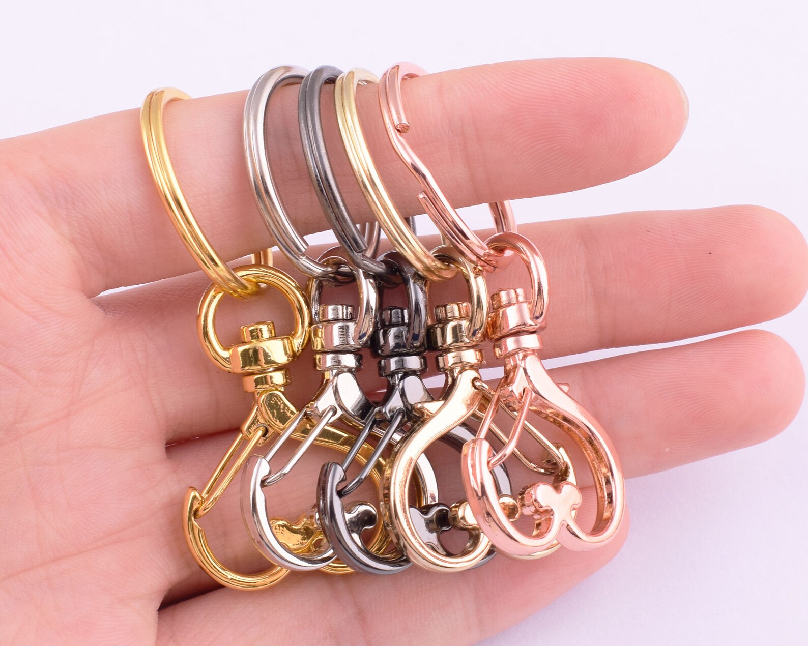 10pcs Swivel Snap Hooks With Split Key Ring,57*25mm Heart Shaped Swivel ...