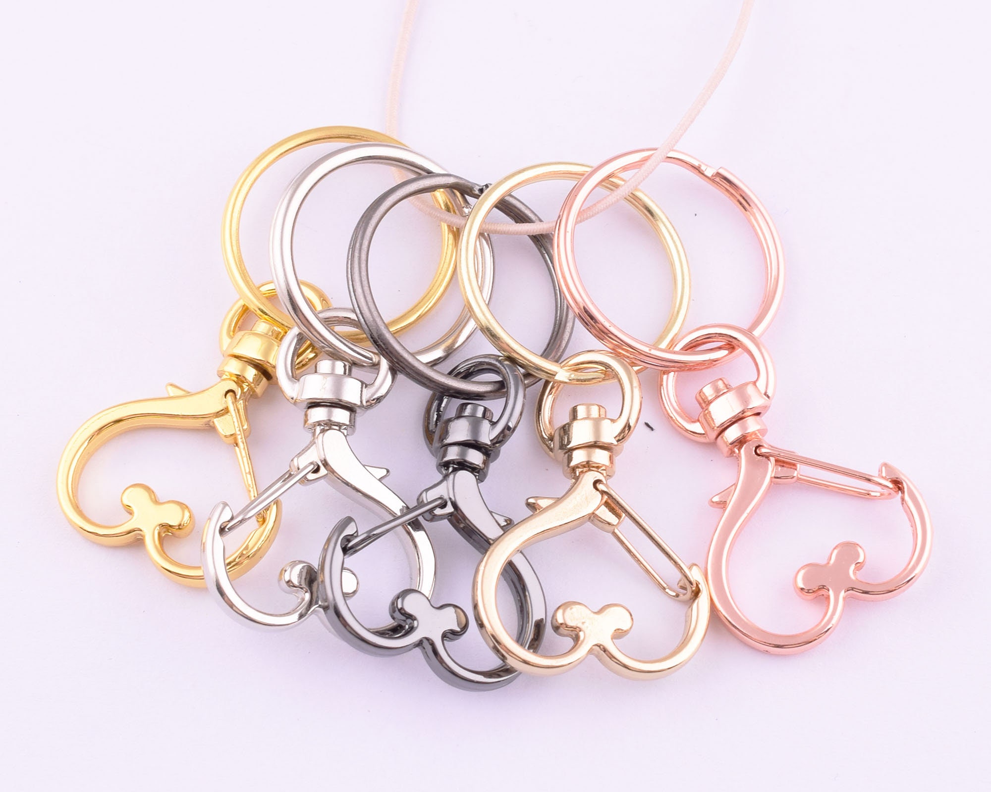 10pcs Swivel Snap Hooks With Split Key Ring,57*25mm Heart Shaped Swivel ...