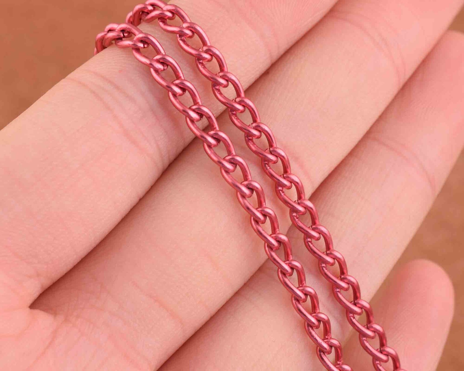 Pink Metal Chain 34 Inches Soldered Cable Chain36mm Pink - Etsy