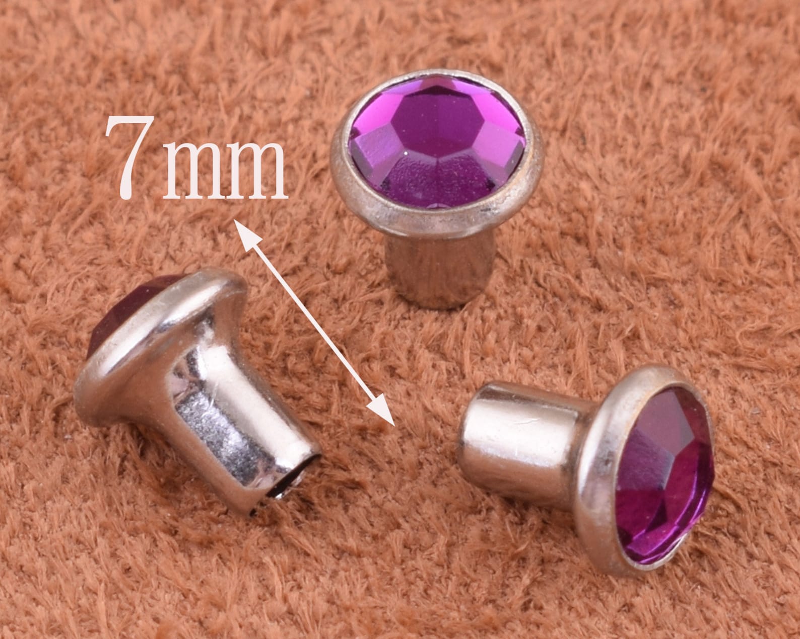 Crystal Rivets-7mm With Long Post -purple Hollow Rivets-leather & Metal ...