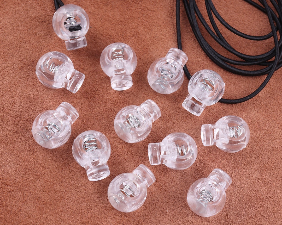 Clear Cord Lock Bean Ball Stopper Toggle Clip Plastic Transparent Clear ...