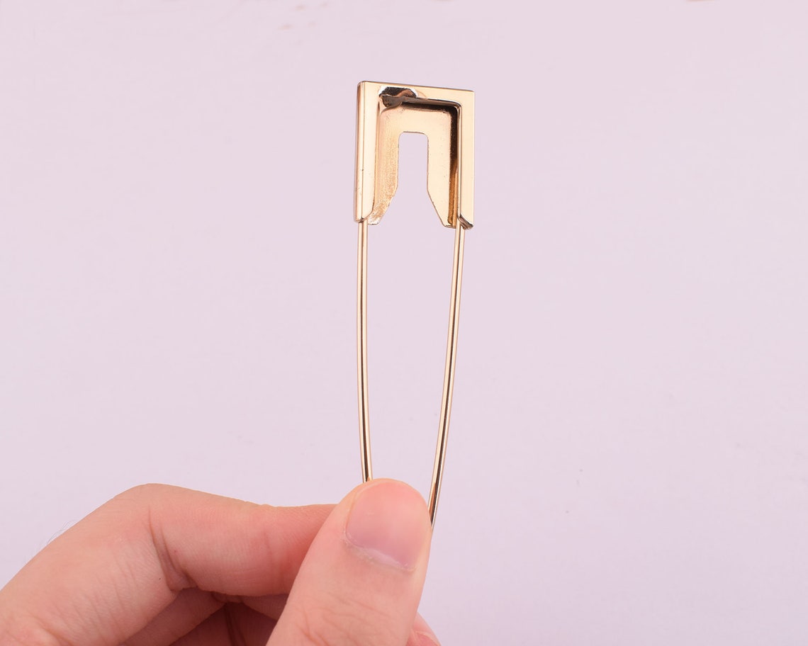 Jumbo Safety Pins 10 Pieces Light Gold/gunmetal Large Safety - Etsy