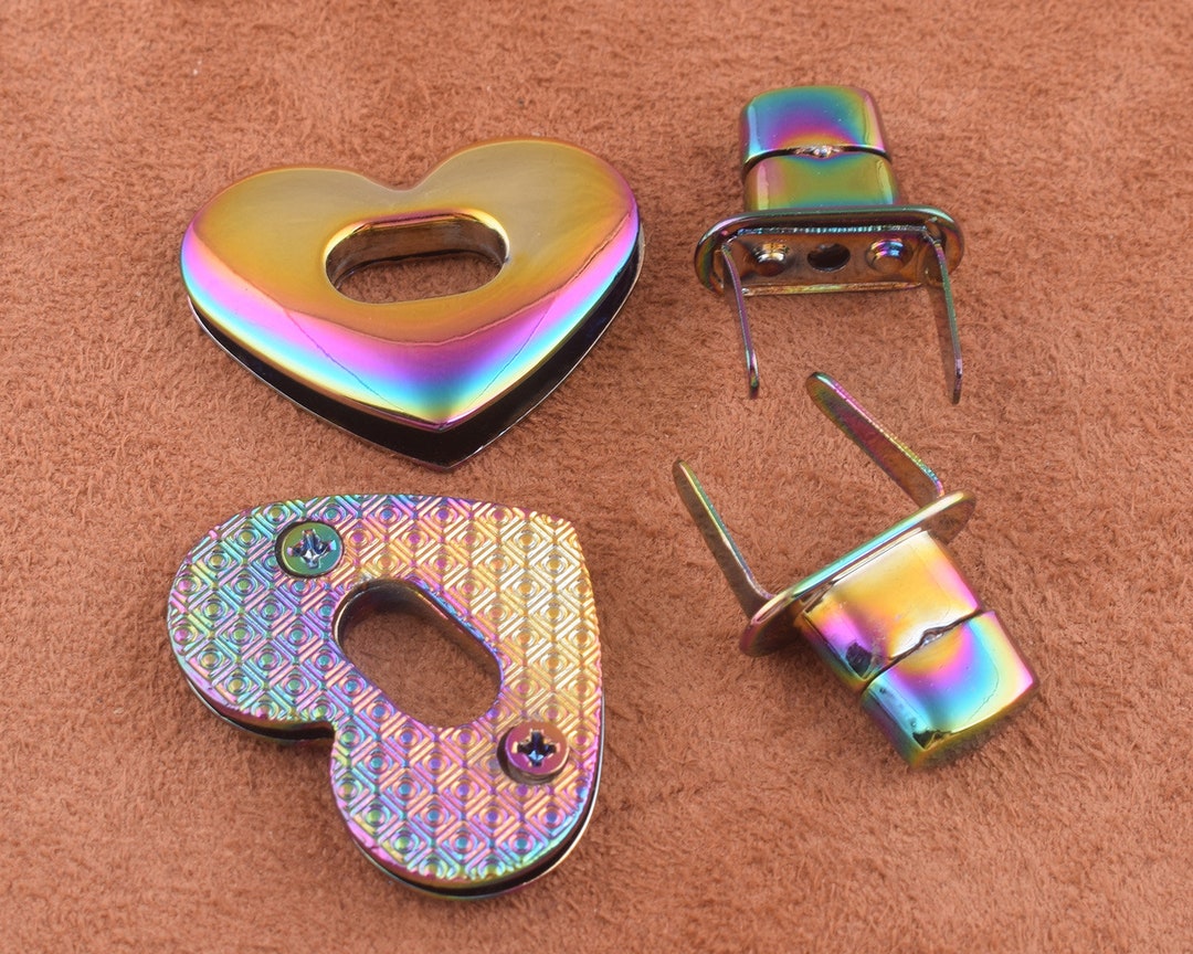 Rainbow Finish Twist Lock Heart Shape Iridescent Twist Lock for Bags ...