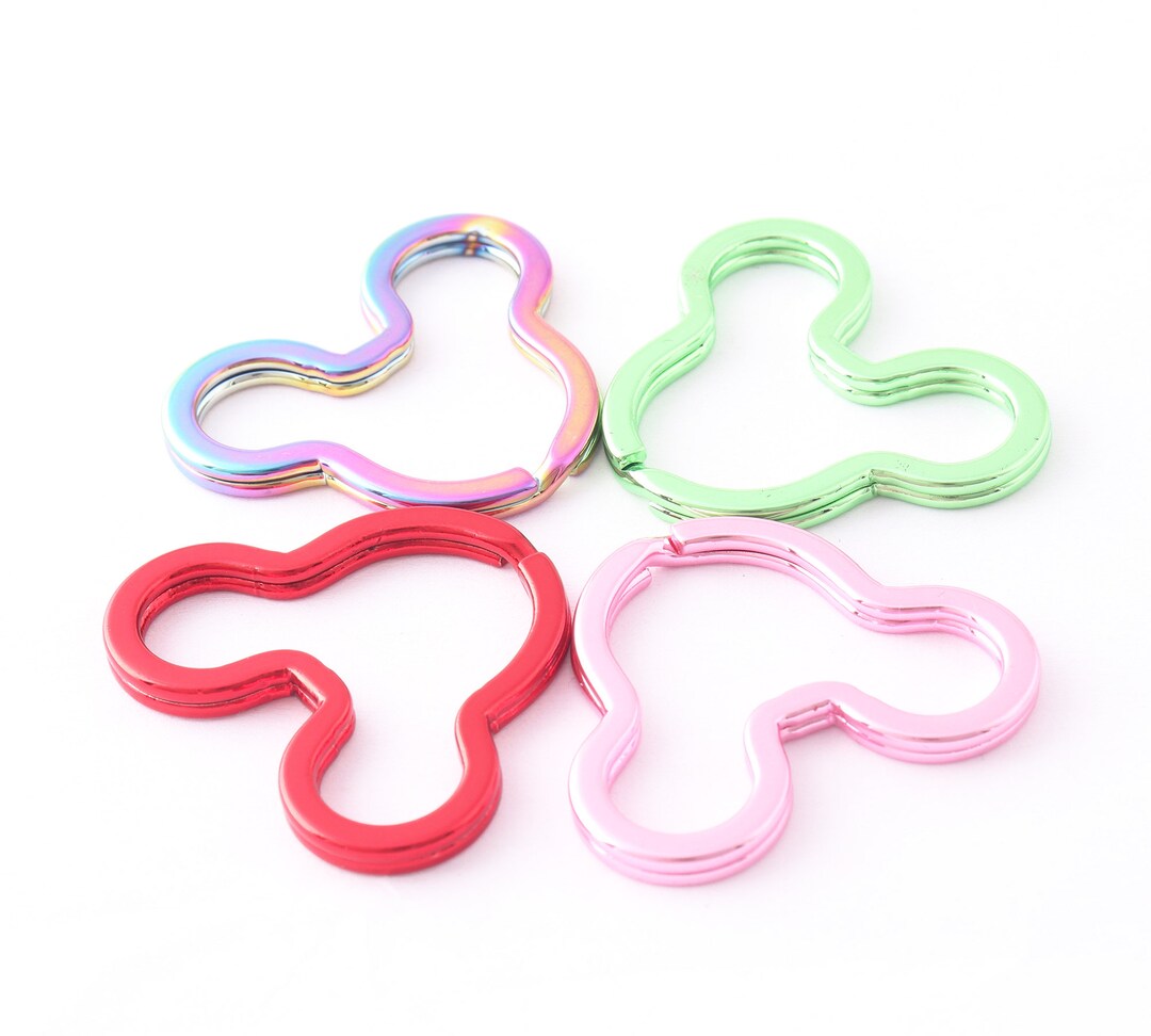 RAINBOW Pink Split Ring Mouse Shaped Key Rings for Key Chain Supplie ...