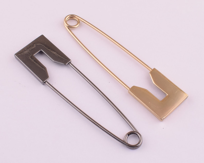 Jumbo Safety Pins 10 Pieces Light Gold/gunmetal Large Safety - Etsy