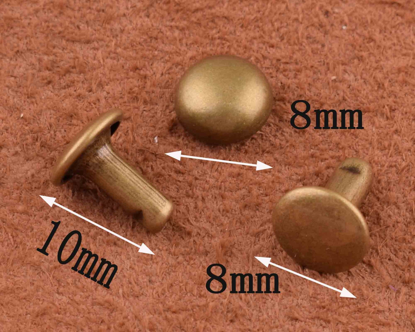 Double Ball Cap Rivets 100pcs Round Metal Ball Rivetsbronze - Etsy