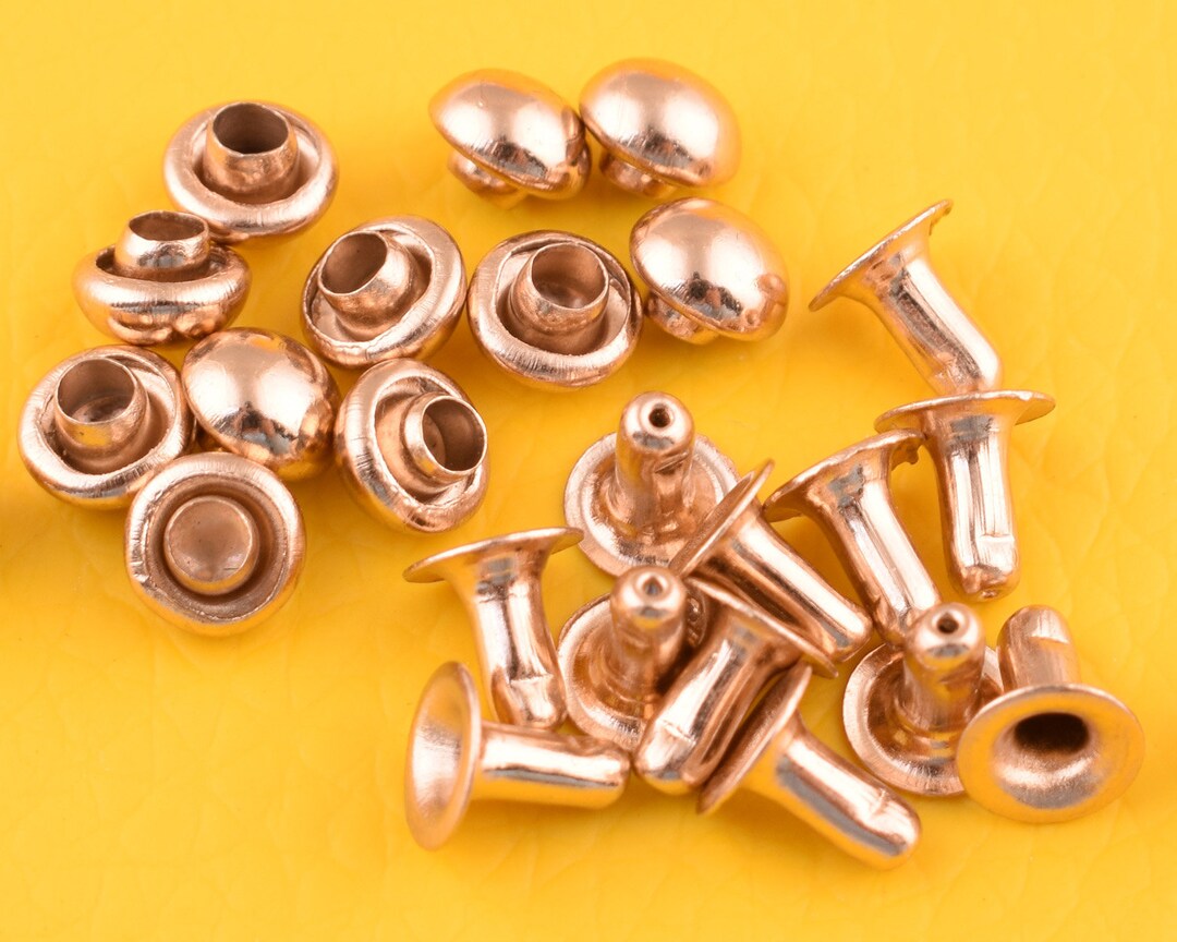 100sets 5*5mm Mini Matte Light Gold Rivets Metal Button Double Capped ...