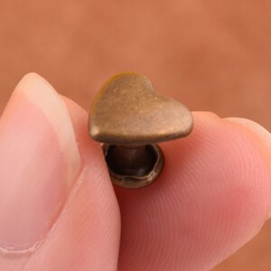 100 Sets Heart Shape Rivets,bronze Dome Rivets Double Cap Rivet,9*7mm ...
